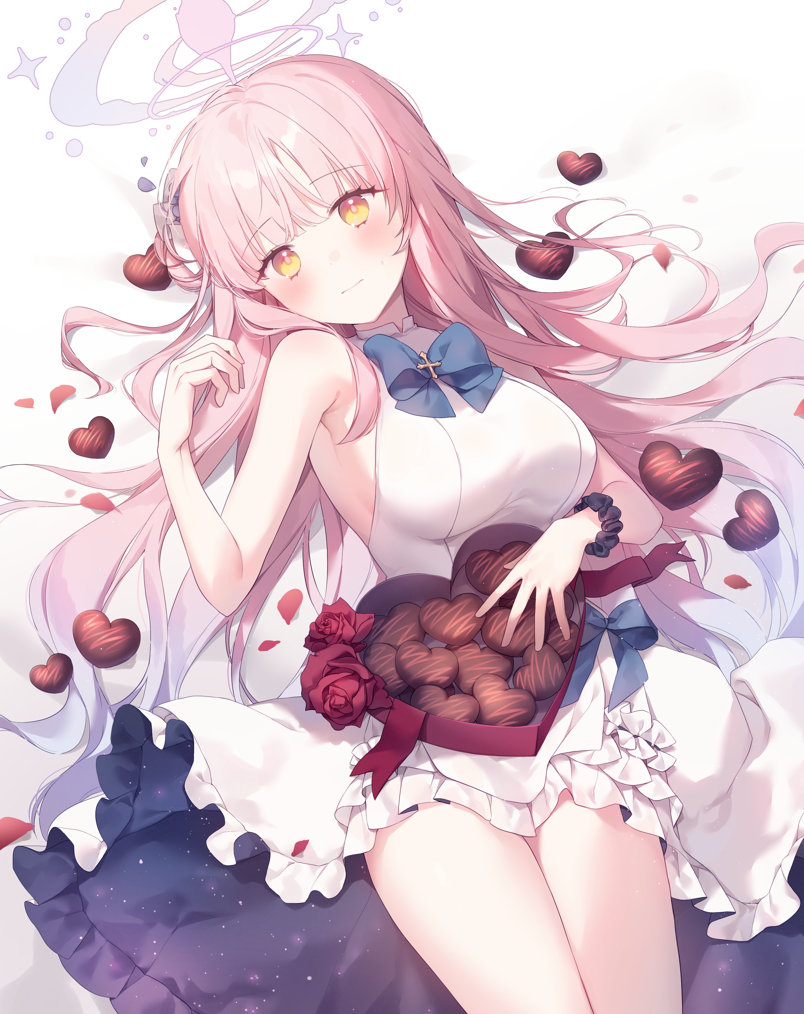 moffle (ayabi) blue archive misono mika dress halo no bra skirt lift valentine | #1153856 | yande.re